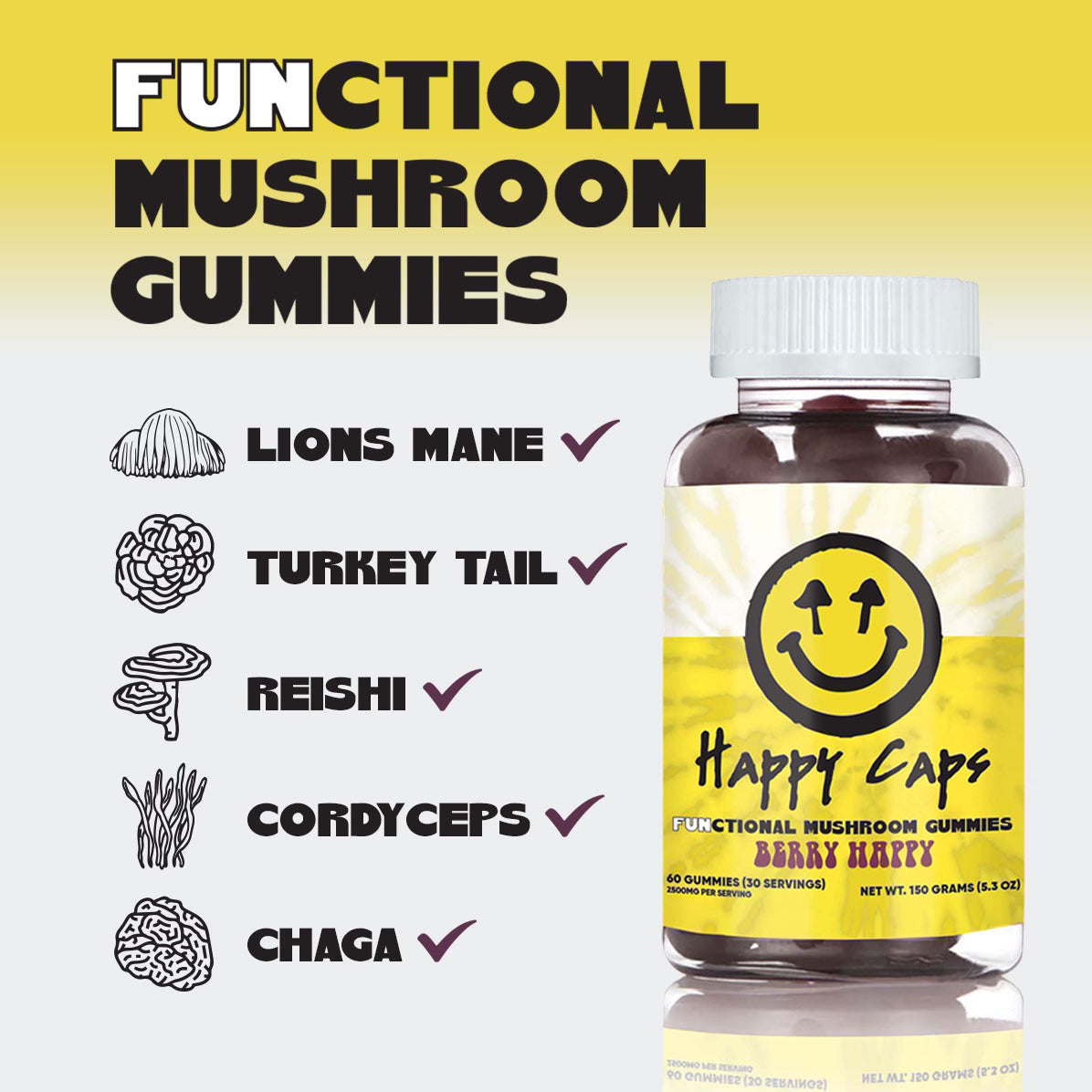 Functional Mushroom Gummies - Berry Happy